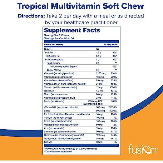 Bariatric Fusion ® Multivitamin Tropical Fruit 60 Soft Chews - Hi Vitamins
